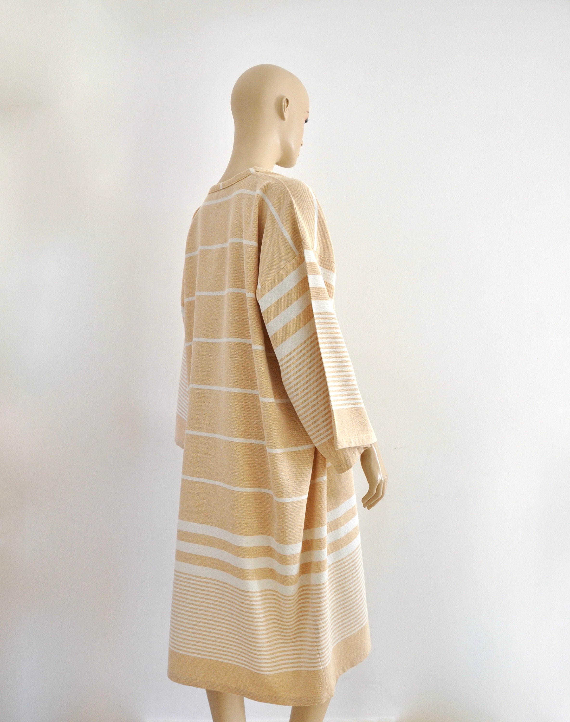 Beige Bathrobe Cotton Kimono Robe Peshtemal Turkish Towel Robe - Etsy