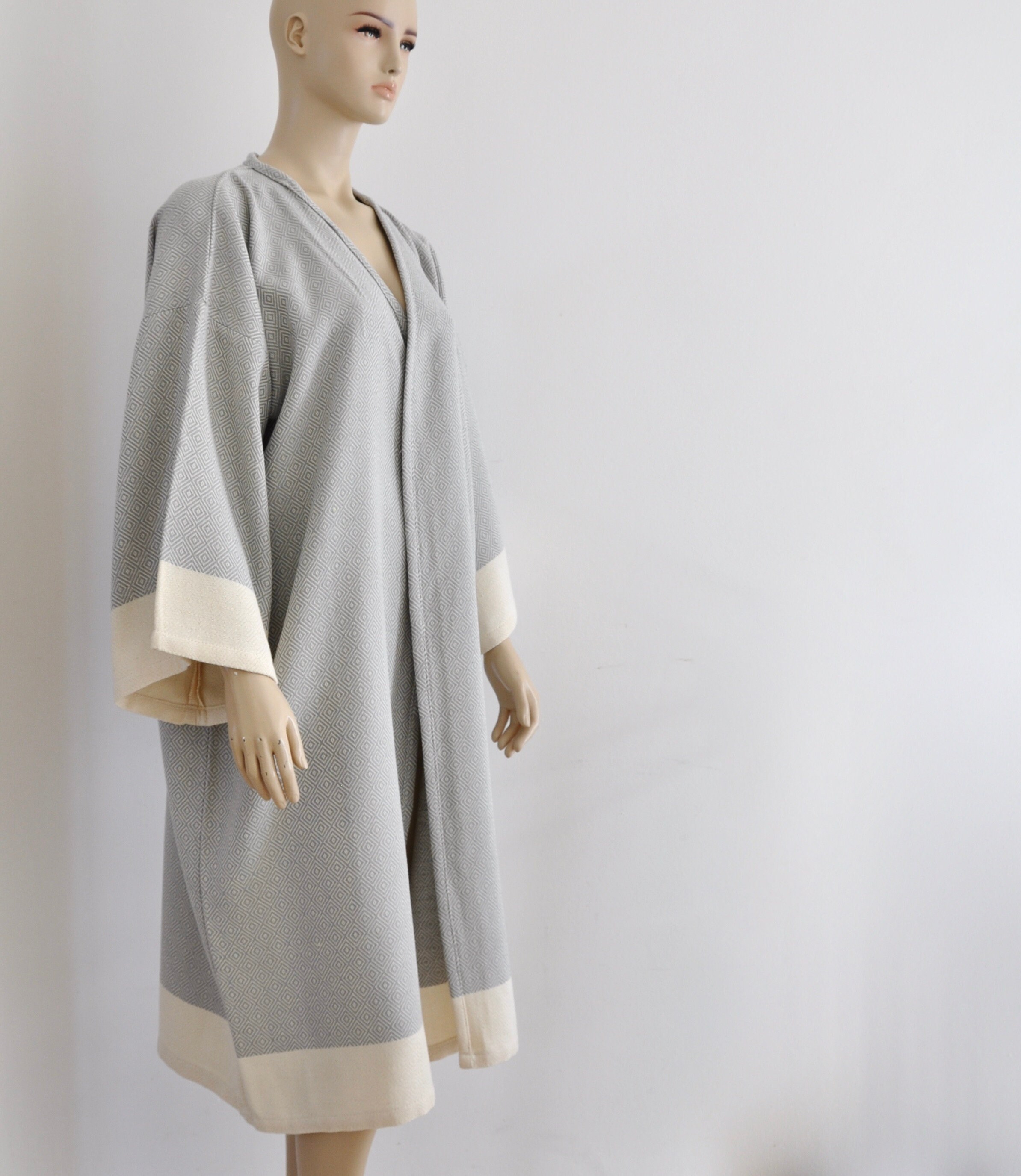 Grey Kimono Robe Peshtemal Bath Robe Caftan Turkish Bath Towel - Etsy