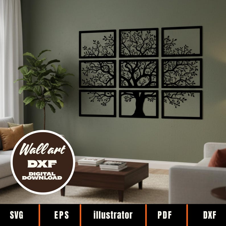 Tree Branch Laser Cut Svg Dxf Files, Wall Art Bundle Set, Home Decor ...