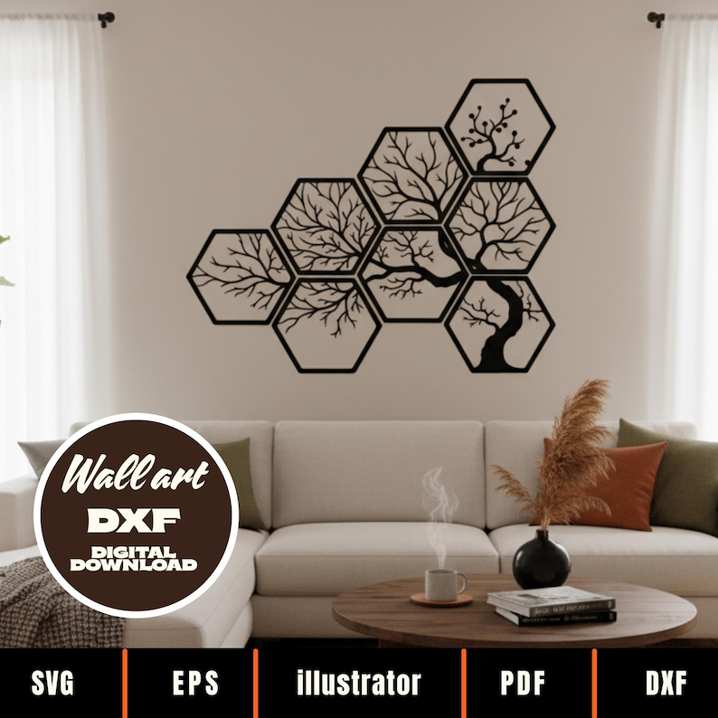 Tree Branch Laser Cut Svg Dxf Files, Wall Art Bundle Set, Home Decor ...