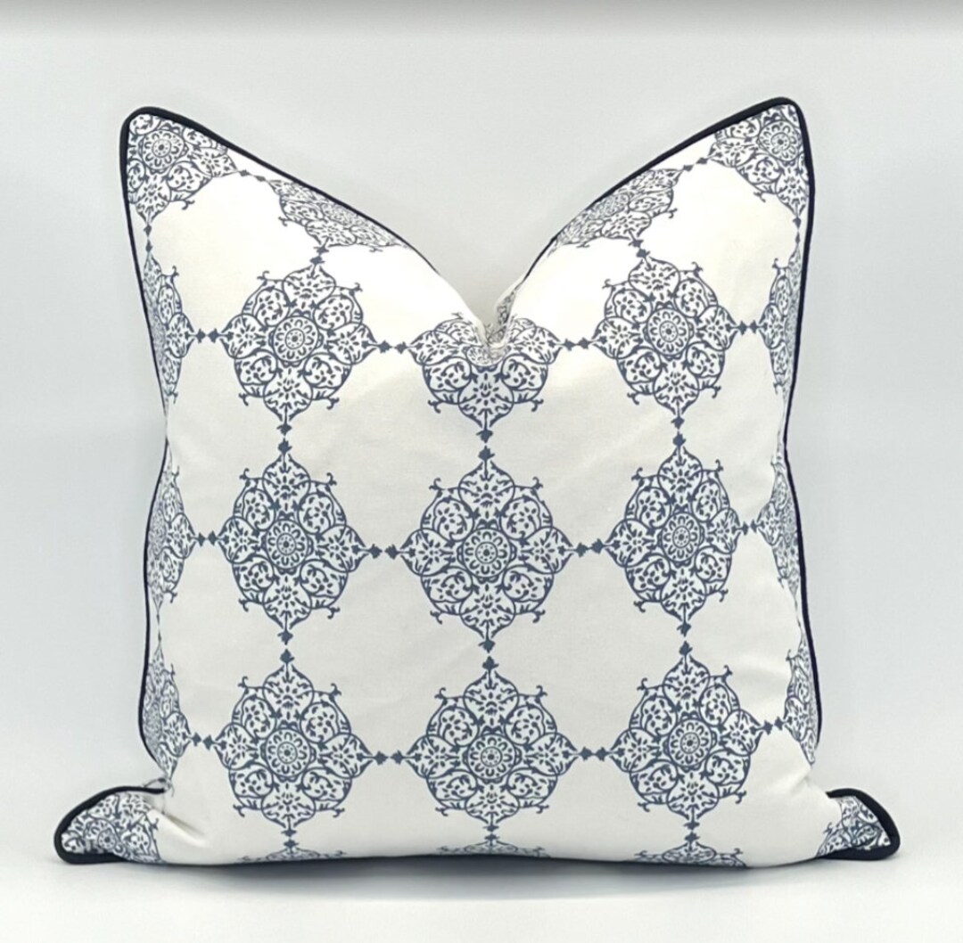 Blue Geometric Pillow Cover in Medallion Motif - Etsy