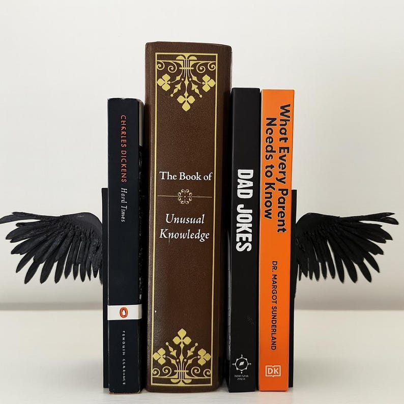 Gothic Black Angel Wing Bookends – 3D Printed STL File (digital ...