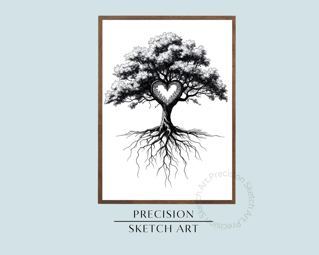 Heart Tree Wall Art | Love Symbol Tree Print | Romantic Roots ...