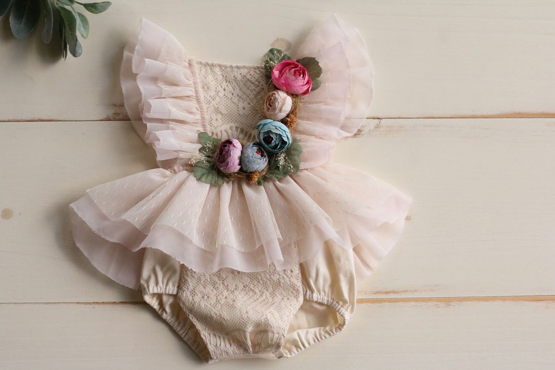 Floral Rainbow Gardenia Sitter Romper / 6-12 Months / Cake Smash Outfit ...