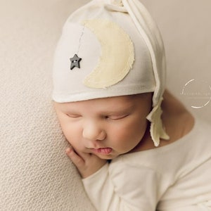 Newborn Knot Hat and Pajama Set / Star and Moon Prop Set / Moon Footie ...