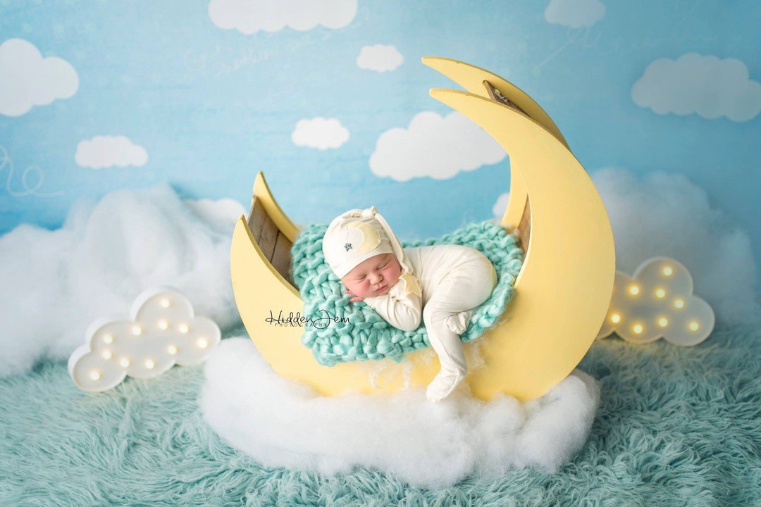 Newborn Knot Hat and Pajama Set / Star and Moon Prop Set / Moon Footie ...