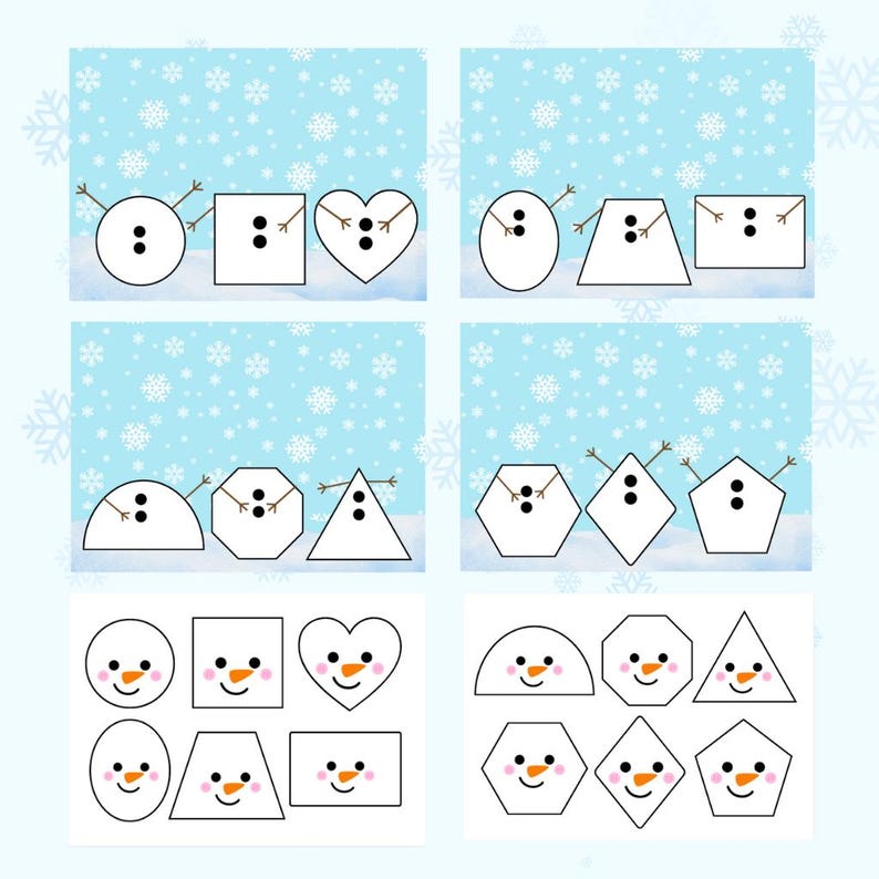 Snowman Head Shape Matching Activity | Winter Printable | Shape ...