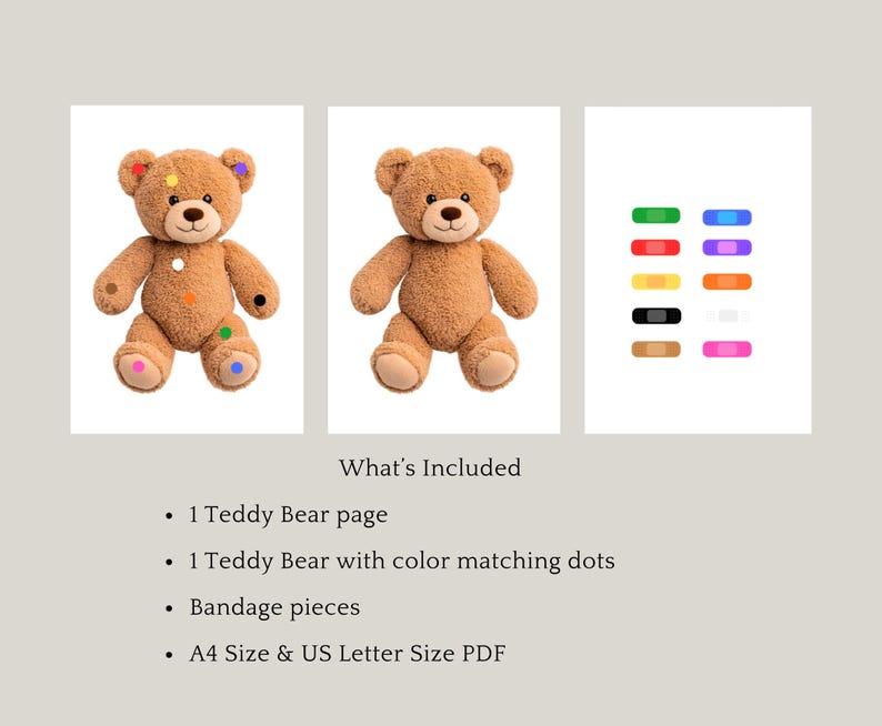 Teddy Bear Bandage Printable | Pretend Play Activity (digital Download ...