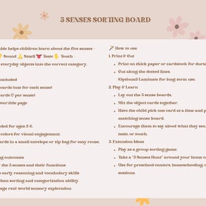 5 Senses Sorting Board Activity | Montessori Preschool Printable ...