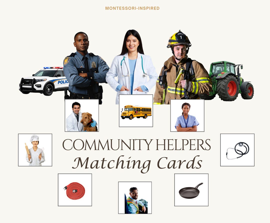 Community Helpers Matching Cards | Montessori Preschool Printable ...