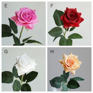 Realistic Soft Touch Rose Stem, 16.5-inch Faux Single Rose for Romantic ...