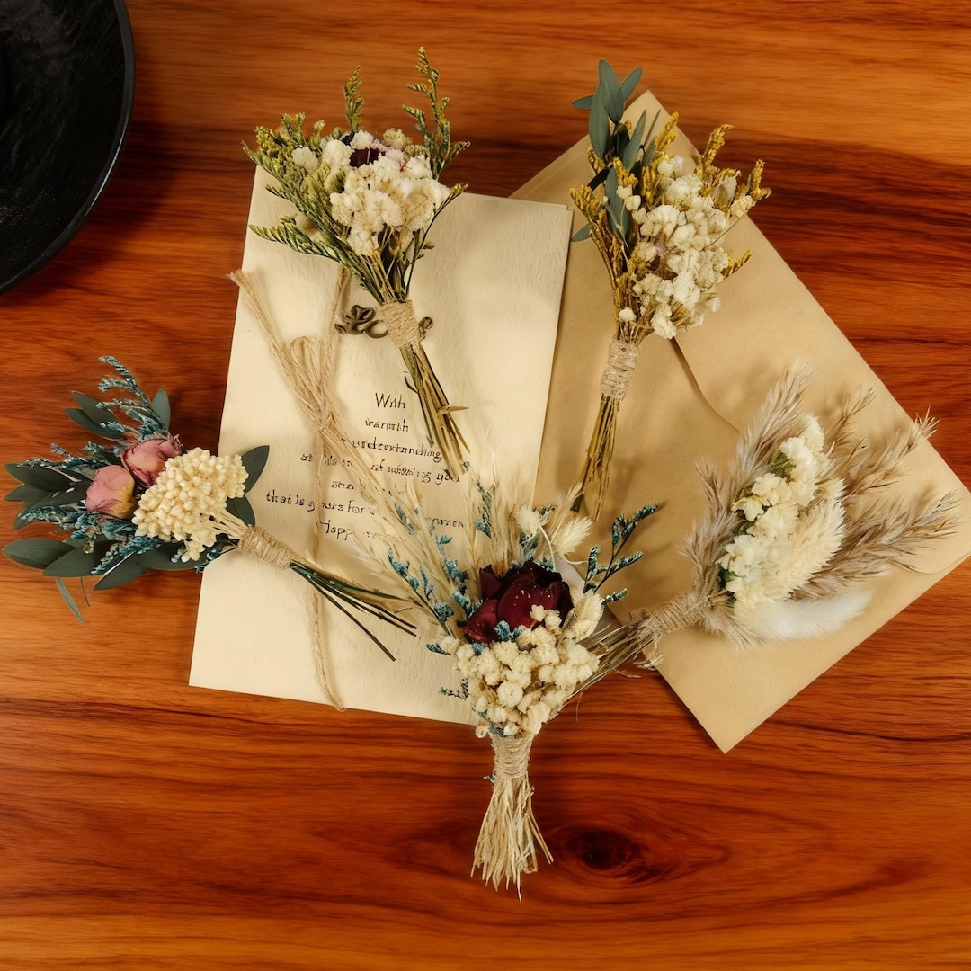 5.5'' Mini Dried Flower Bundle Set With Greeting Card and Fragrance ...