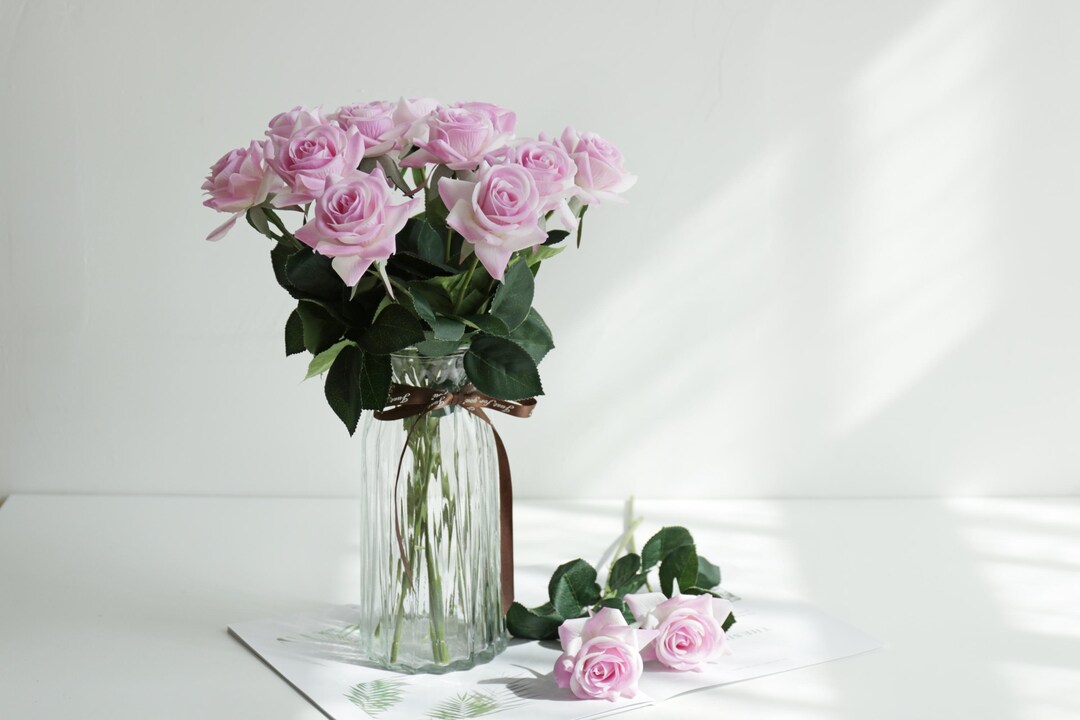 Realistic Soft Touch Rose Stem, 16.5-inch Faux Single Rose for Romantic ...