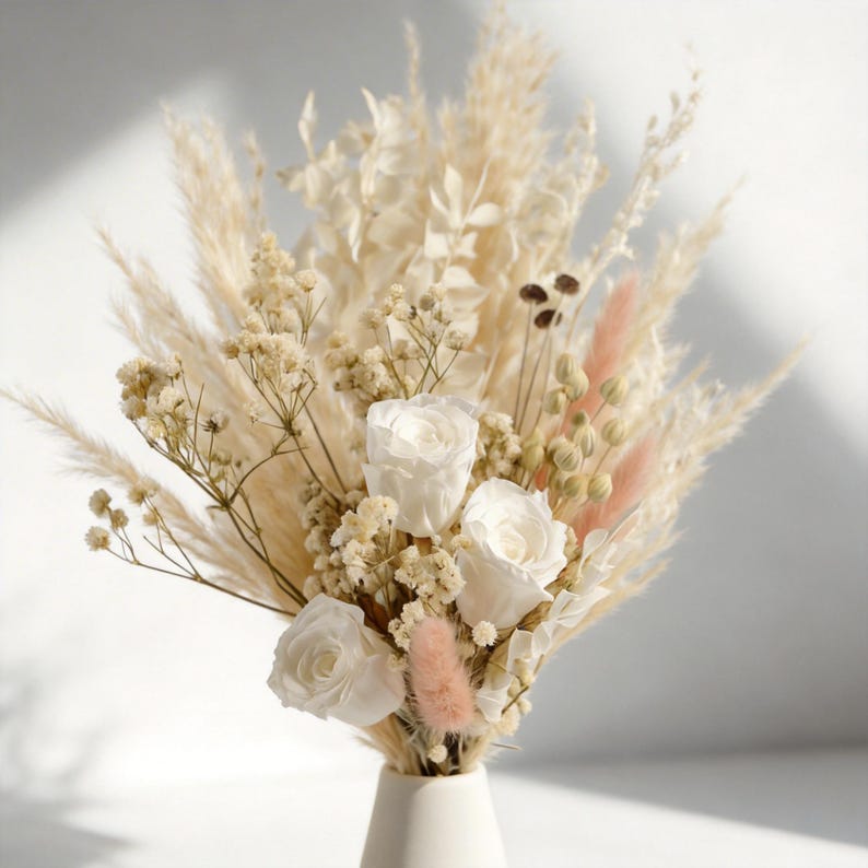 Dried Flower Bouquet, Rustic Wedding Flowers, Bridal Bouquet, Home ...