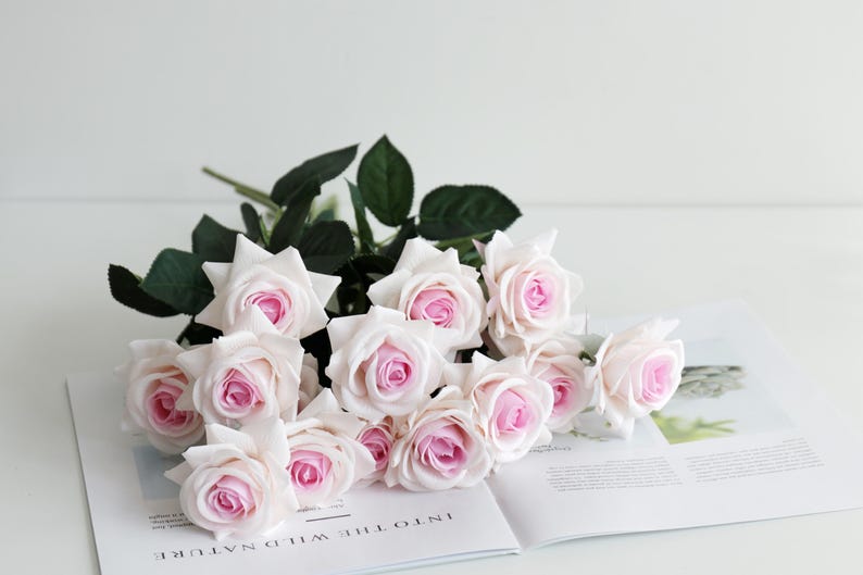 Realistic Soft Touch Rose Stem, 16.5-inch Faux Single Rose for Romantic ...