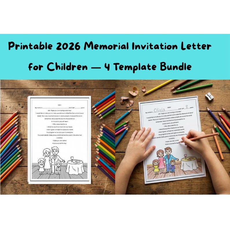 Printable Memorial Invitation Letter for Children – 4 Template Bundle ...