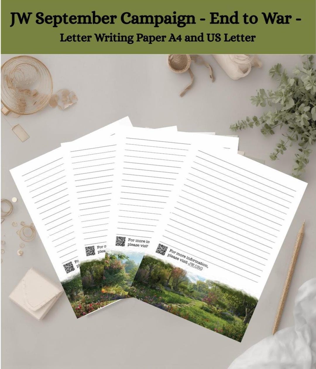 End to War – JW Letter Writing Paper – Sept 2025 Campaign – With QR ...