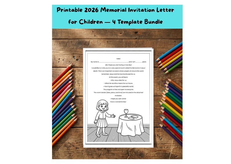 Printable Memorial Invitation Letter for Children – 4 Template Bundle ...
