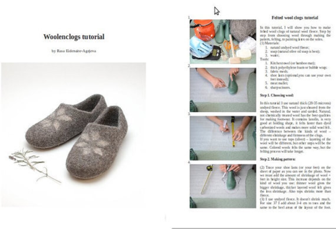 Tutorial Felt Wool Clogs Pattern Instant Download Pdf and - Etsy