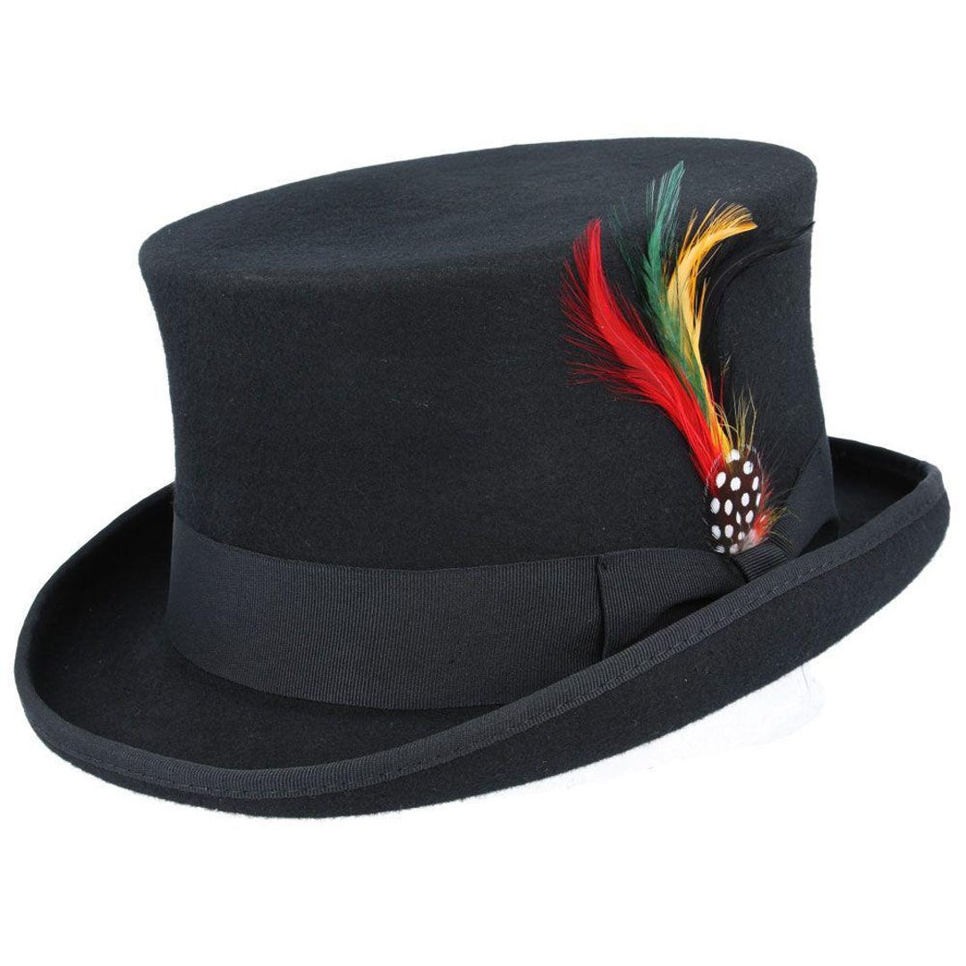 Dapper Wool Felt Top Hat Classic Formal Wear With Removable Feather ...