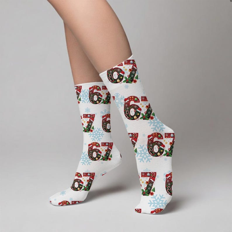 Six Seven Socks, Trendy Six Seven Meme Socks, Funny 6 7 Meme Christmas ...