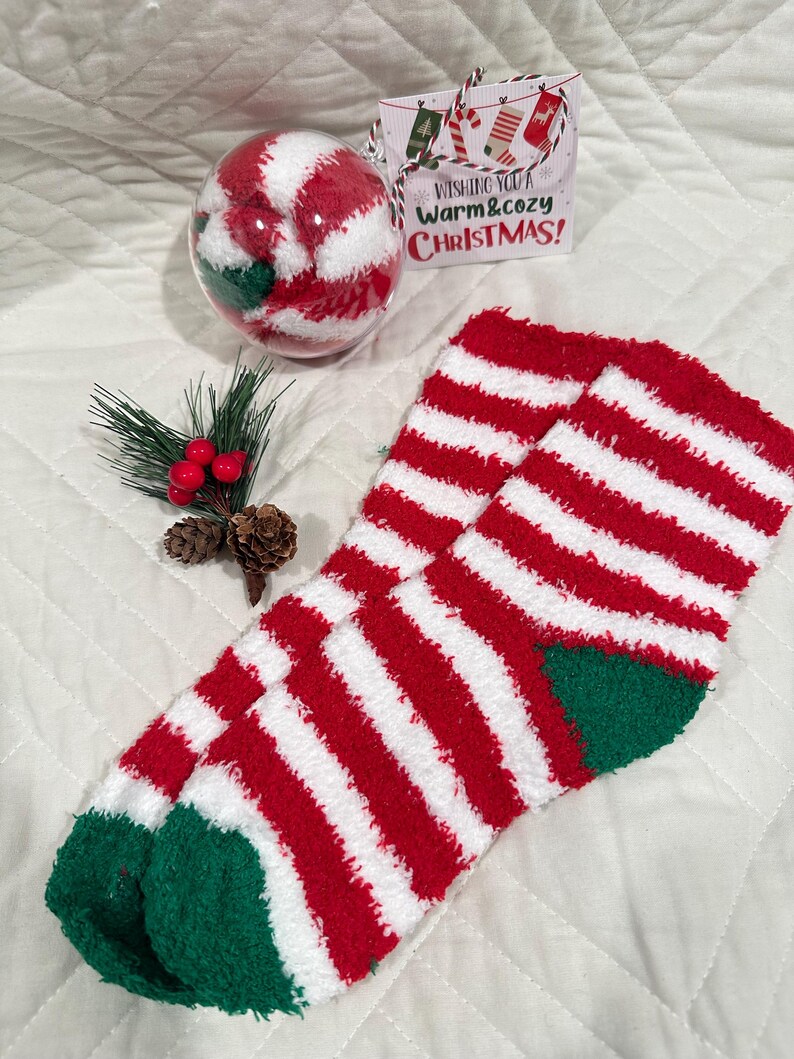 Fuzzy Slipper Socks in Christmas Ornament: Holiday Stocking Stuffer - Etsy