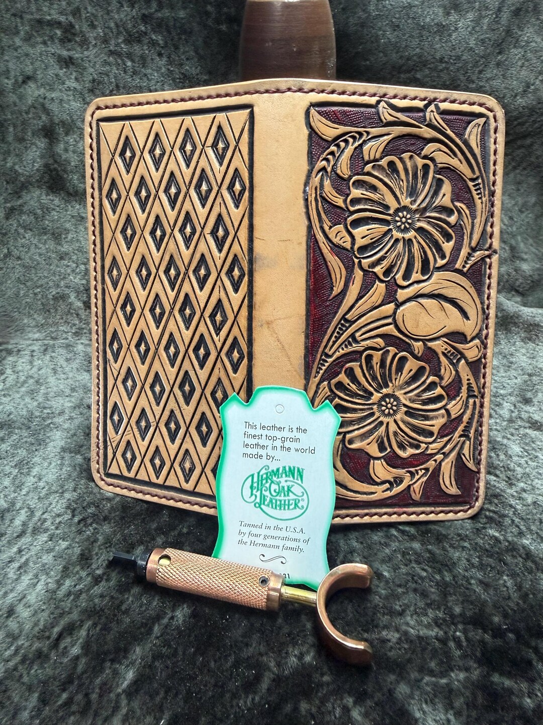 Hand Tooled Leather Wallet Sheridan Floral and Geometric Design Mens ...
