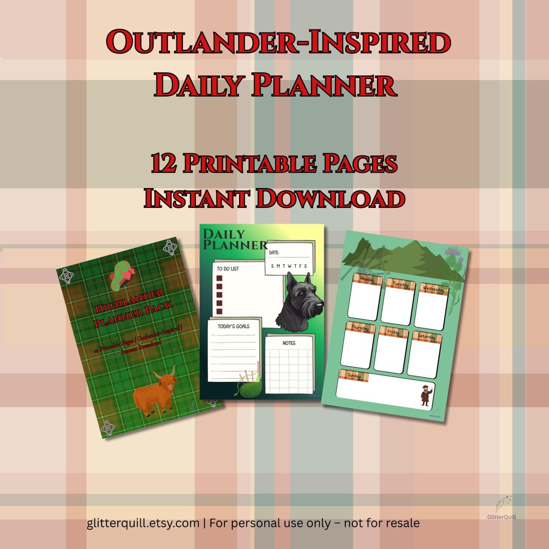 Outlander Inspired Highland Planner: Scottish Tartan Journal (PDF ...
