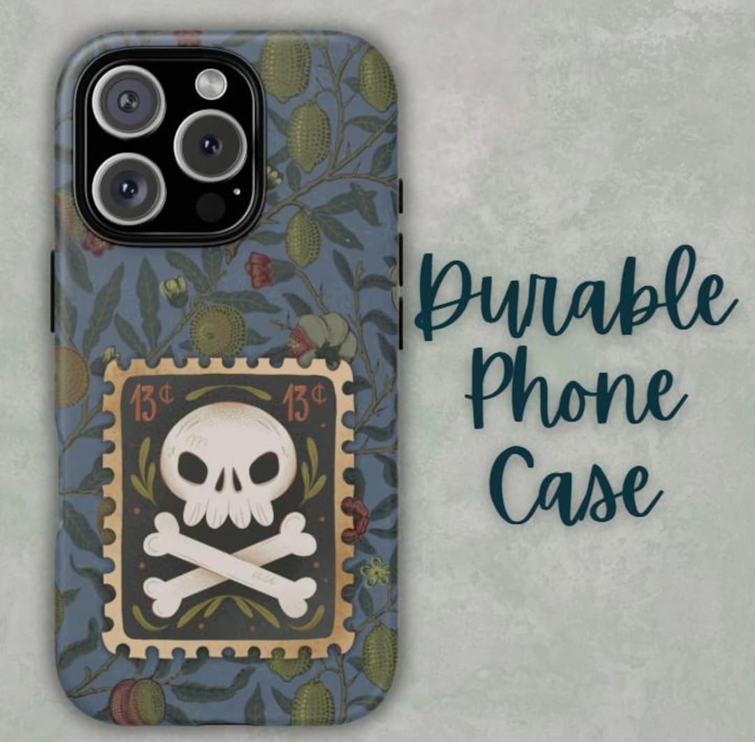 Vintage Postage Stamp Skull Phone Case: Protective Retro Cover - Etsy