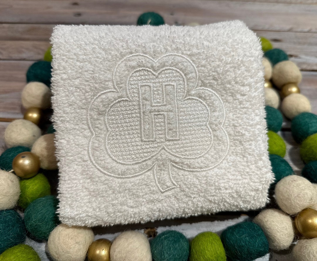 Personalized Embossed Shamrock Embroidery Towel, St. Patrick’s Day ...