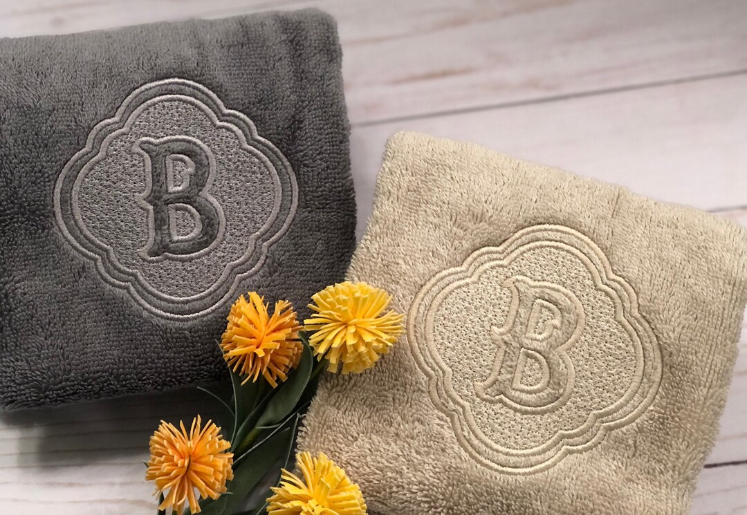 Embossed Monogrammed Hand Towel - Etsy