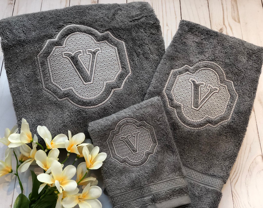 Embossed Rustique Monogrammed Hand Towel - Etsy