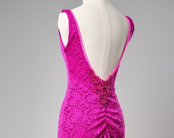 Argentine Tango Lace Dress Milonga Ballroom Latin Dance Ruched Low Back ...