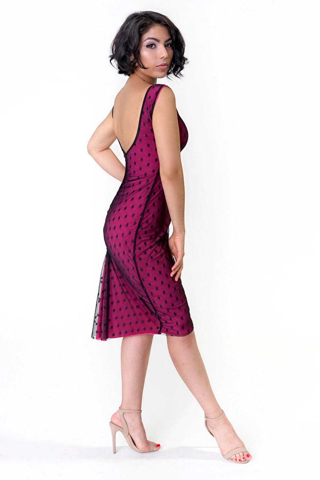 Lace Argentine Tango Dress. Milonga Low Back Dress. Latin Dance ...