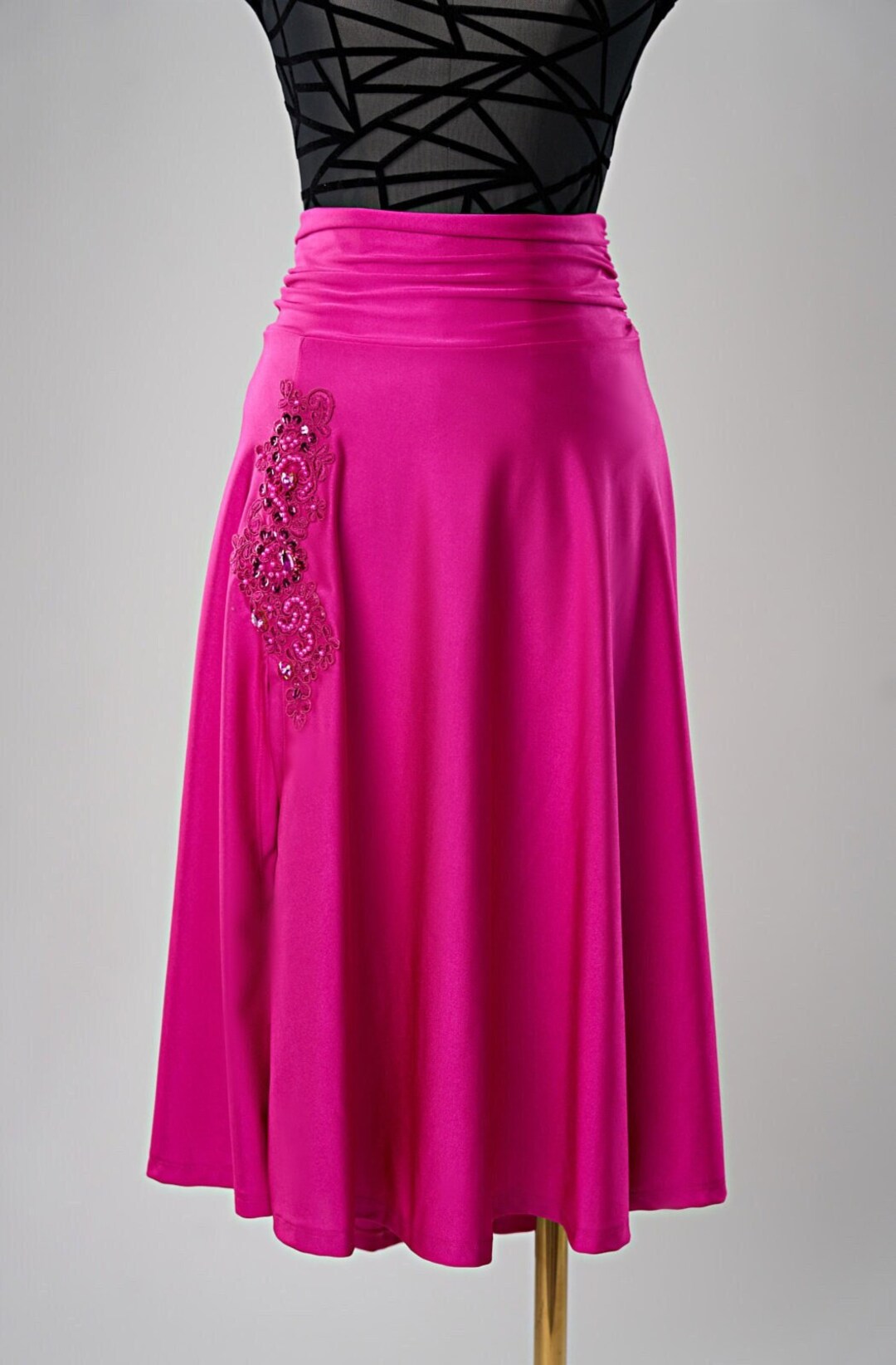 Argentine Tango Full Midi Skirt With Side Slit High Low High Milonga ...