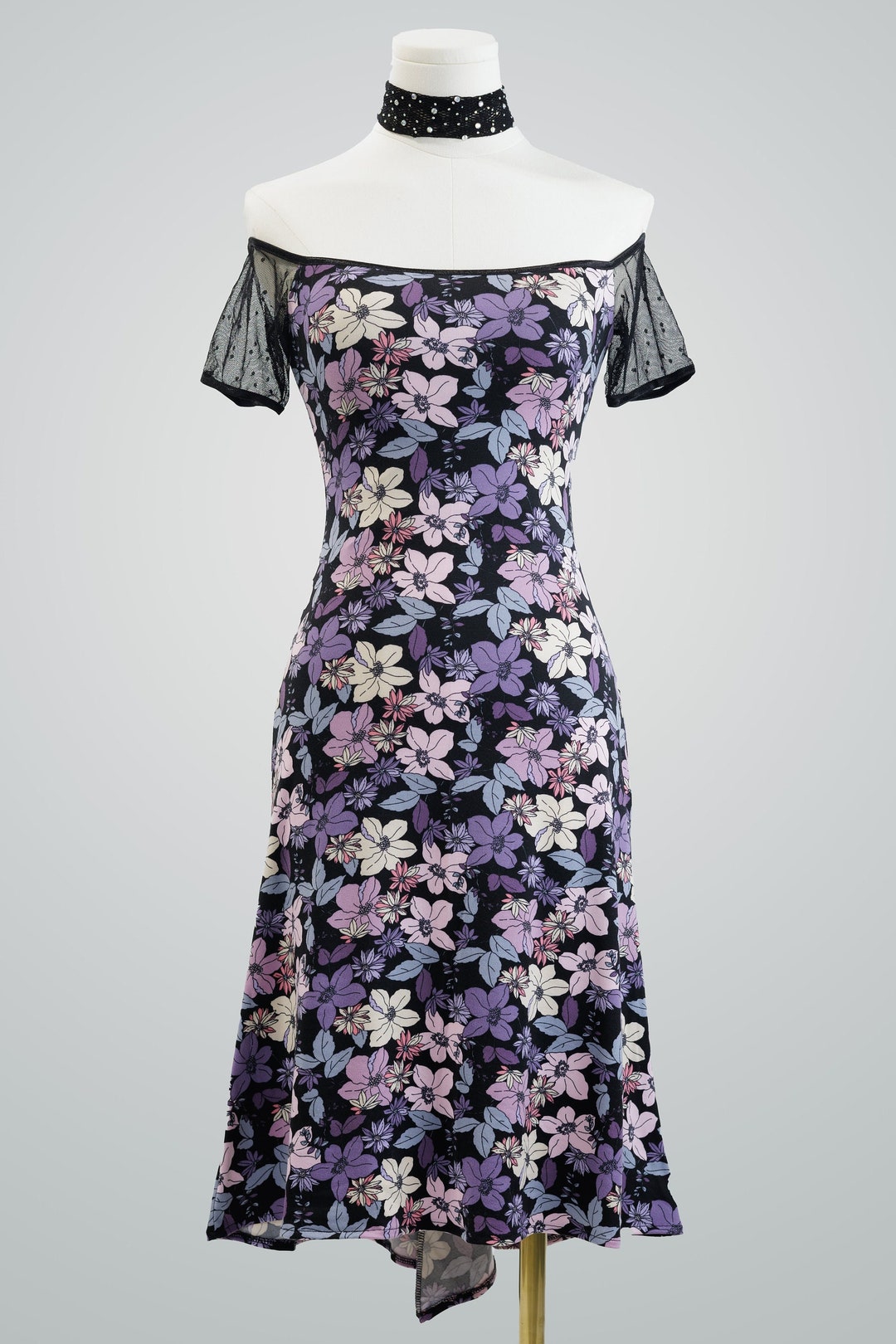 Argentine Tango Dress Milonga Salon Salsa Latin Dance off Shoulder Cap ...