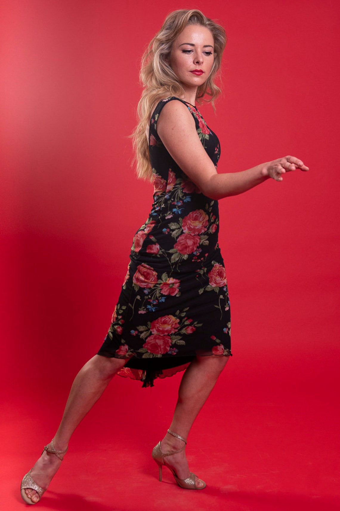 Argentine Tango Lace Dress Milonga Ballroom Latin Dance Ruched | Etsy