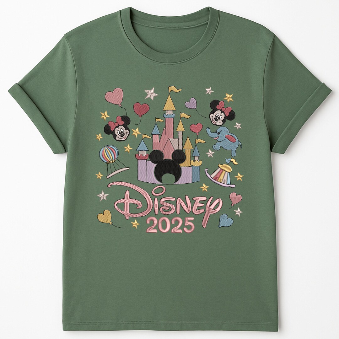 Cute Theme Park Embroidery Design, Castle and Characters 2025 Stitch ...
