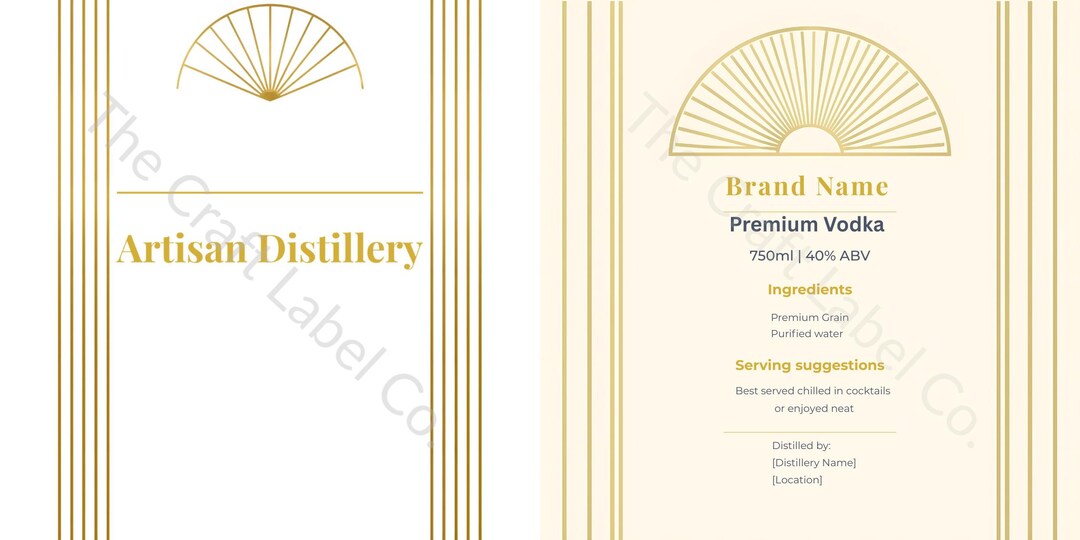 Fan Vodka Label: Art Deco Gold Radiating Pattern With Vertical Lines ...