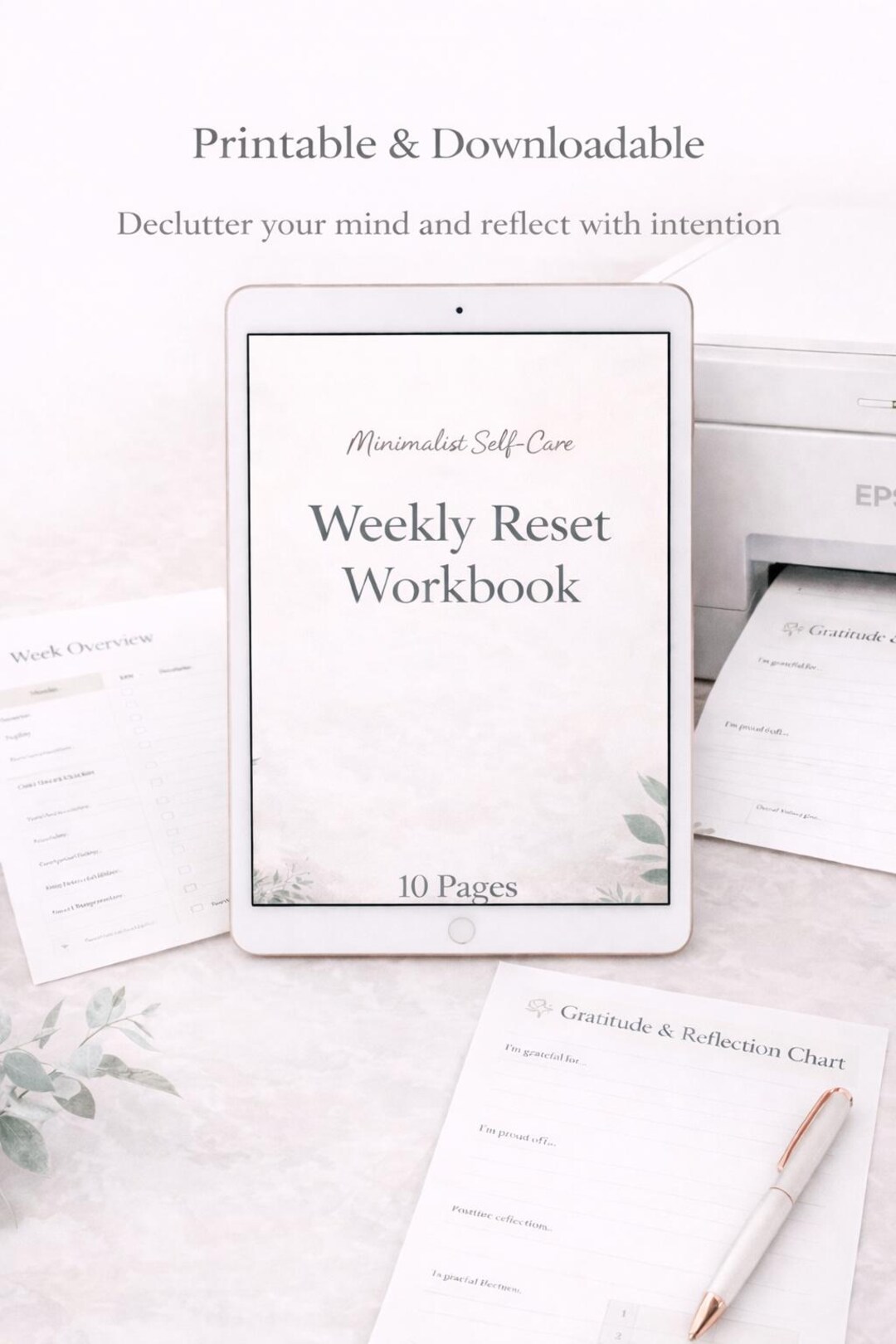 Weekly Reset Planner Printable | Minimalist Self-care (US Letter PDF ...