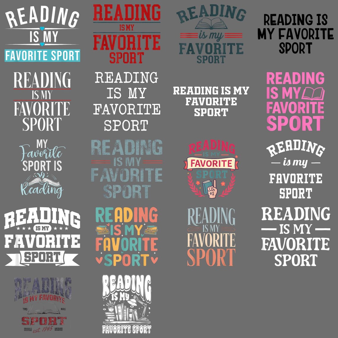 Reading is My Favorite Sport PNG, Funny Book Lover Quote Clipart ...
