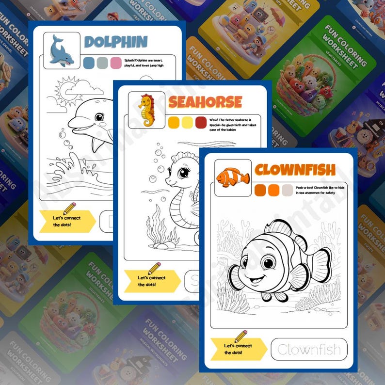 Sea Animals Fun Coloring Worksheets for Kids: 30-page Fun Learning ...
