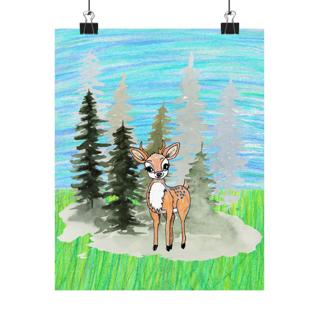 Vertical Deer Poster, Wildlife Wall Art Print, Rustic Cabin Decor ...