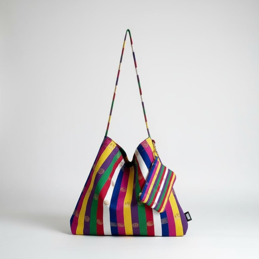 Korean Traditional Pattern Shoulder Bag and Pouch Set, Dancheong ...