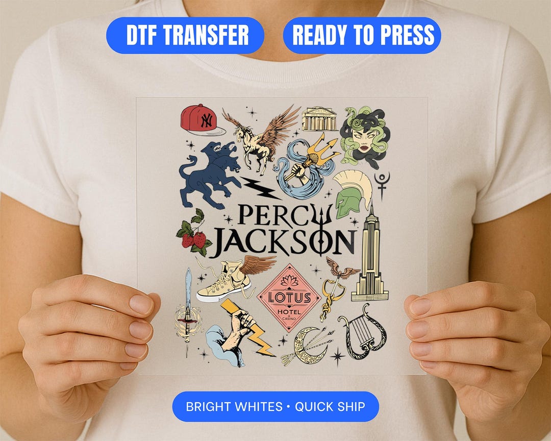 Percy Jackson DTF Transfer Ready to Press, Greek Mythology Icons Heat ...
