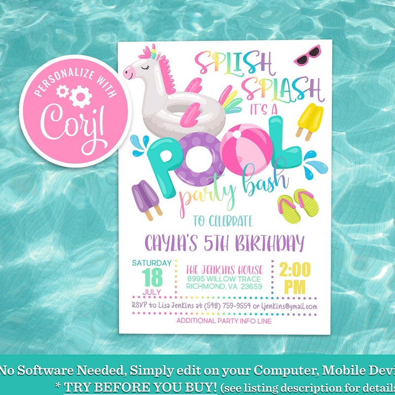 Unicorn Pool Party - Etsy