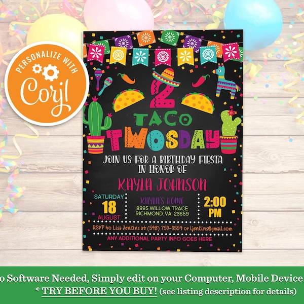 Taco Twosday Invite - Etsy