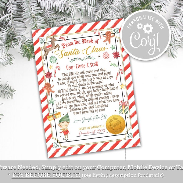 First Time Elf Arrival Letter - Etsy