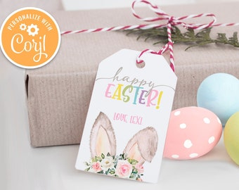 PRINTABLE Happy Easter Cute Easter Bunny Gift Tag Instant - Etsy