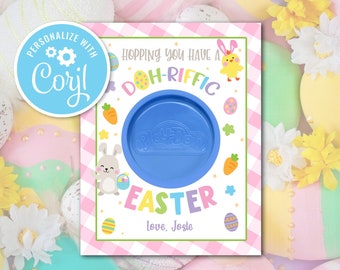Editable Play Dough Easter Gift Tag Printable Template, Pastel Spring ...